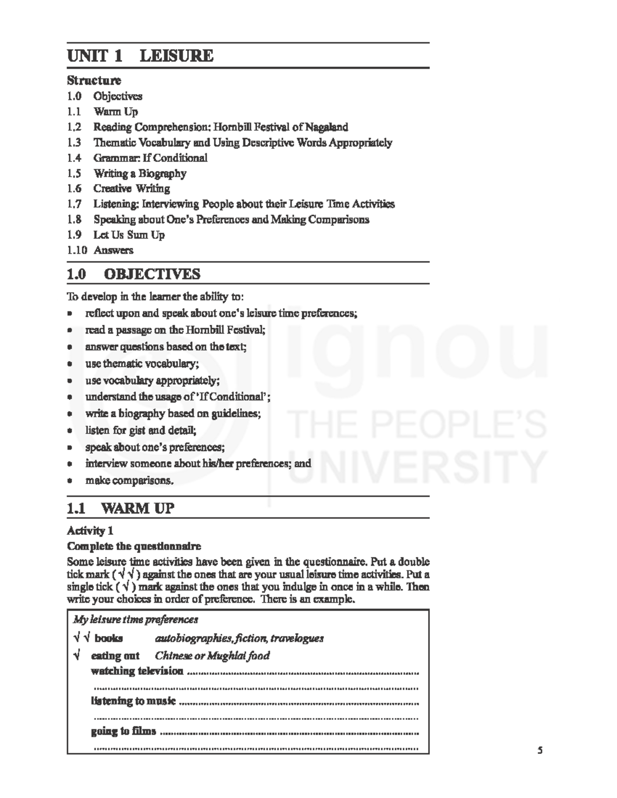 Unit-1 Leisure - Good - Ba /BBA/BCom calicut university - Studocu