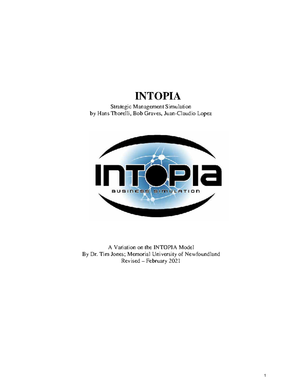 Manual-English - Intopia - INTOPIA Strategic Management Simulation by Hans Thorelli, Bob Graves ...