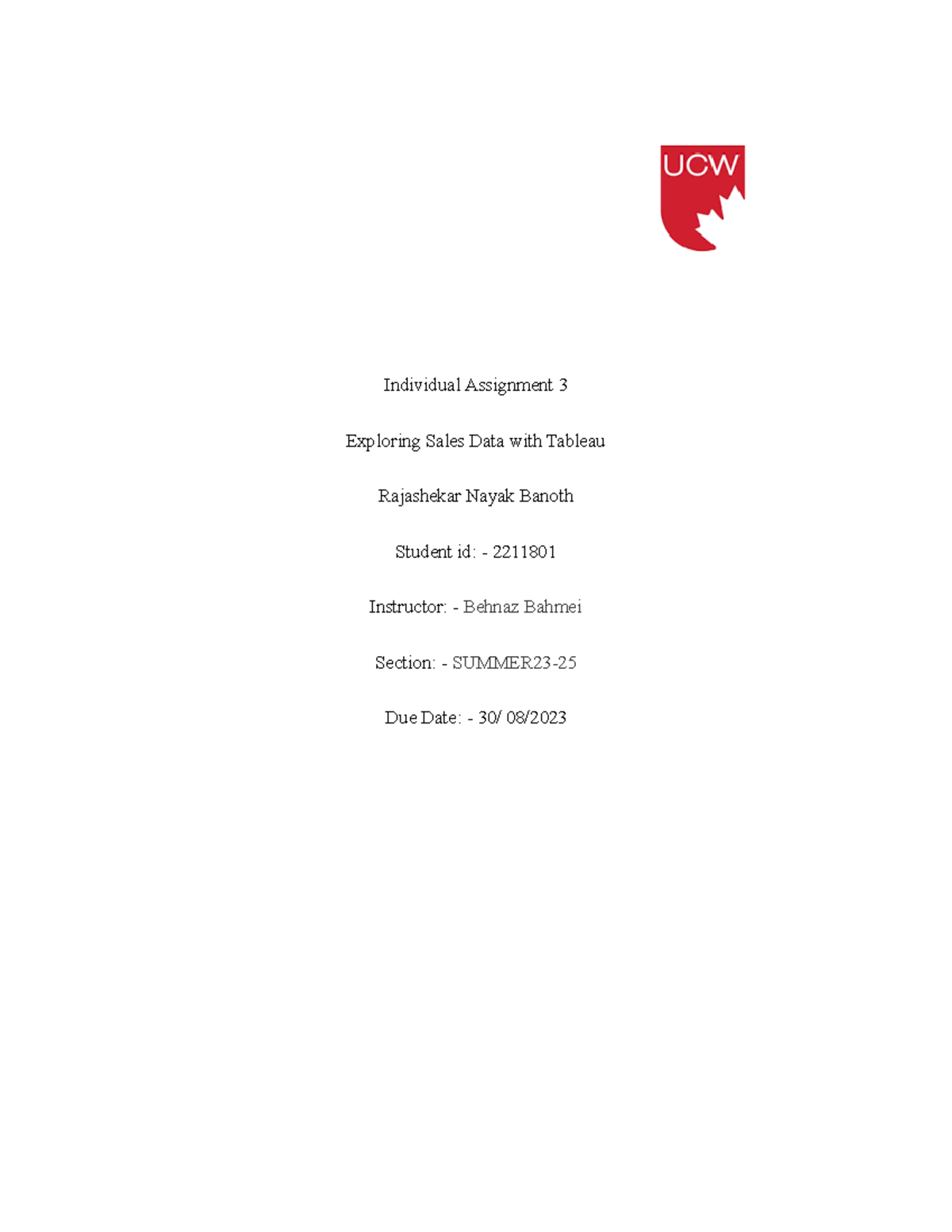 BUSI 650 assignment - Individual Assignment 3 Exploring Sales Data with ...