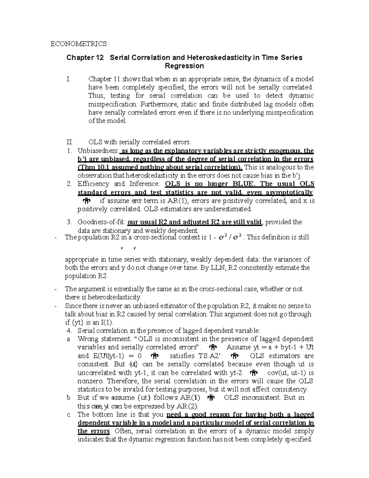 Econometrics 8 - Serial correlation (also known as autocorrelation) refers to the phenomenon ...