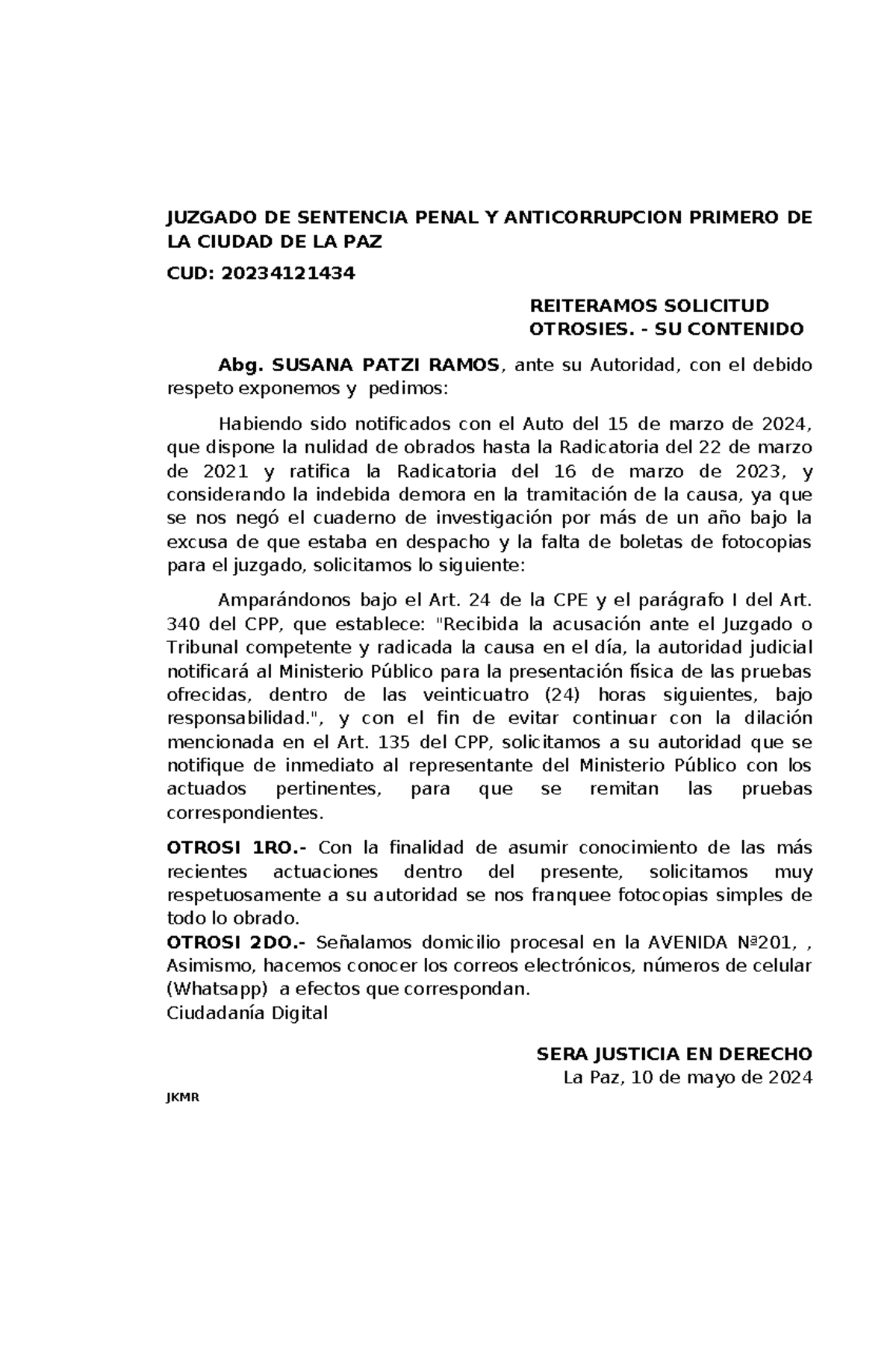 Modelo De Carta Reiterativa