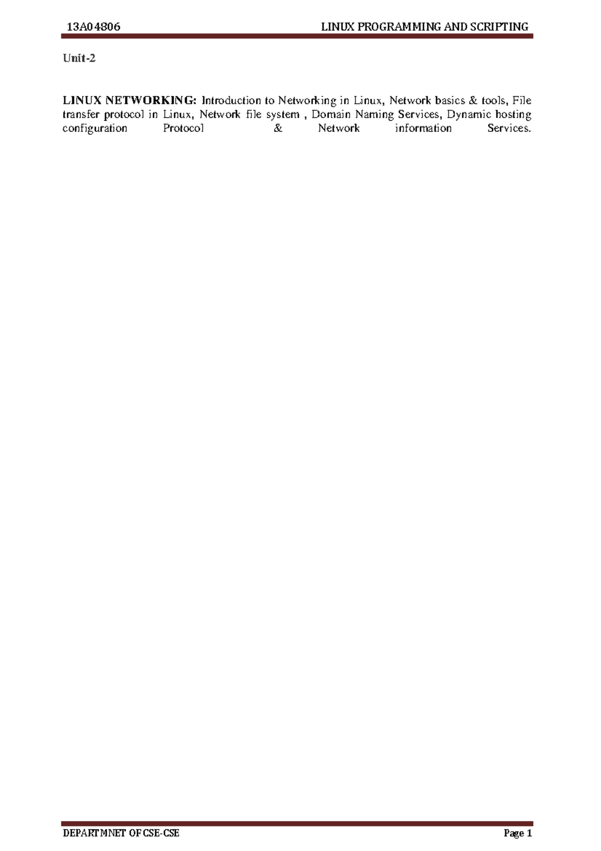 LSP UNIT 2 - Unit- LINUX NETWORKING: Introduction to Networking in ...