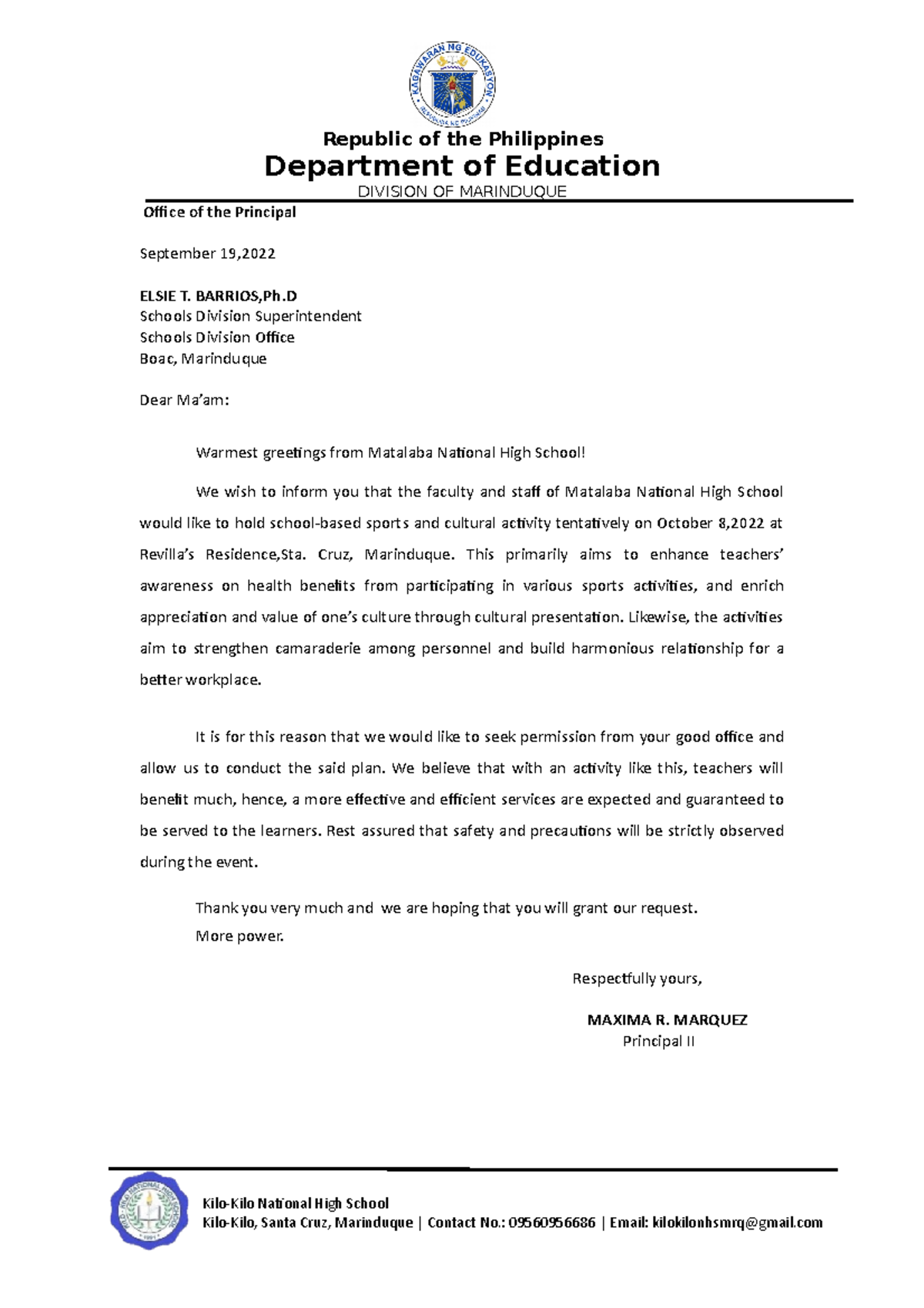 Letter-of-intent 2 - letter - Republic of the Philippines Department of ...