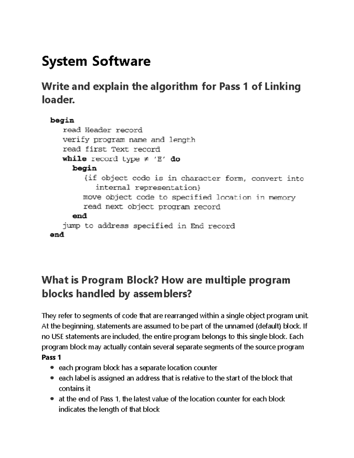 system software important questions - System Software Write and explain ...