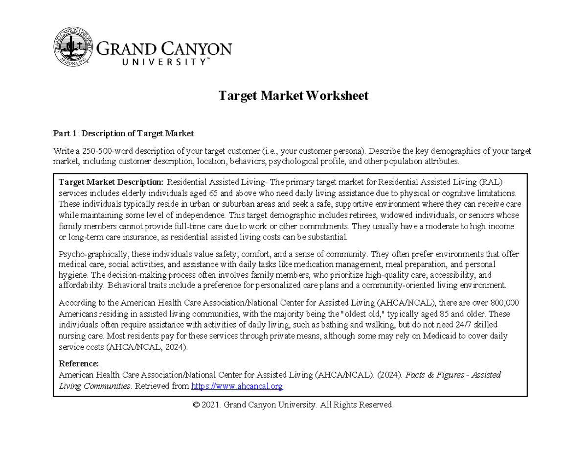 Topic 4 Target Market Worksheet - Target Market Worksheet Part 1 ...