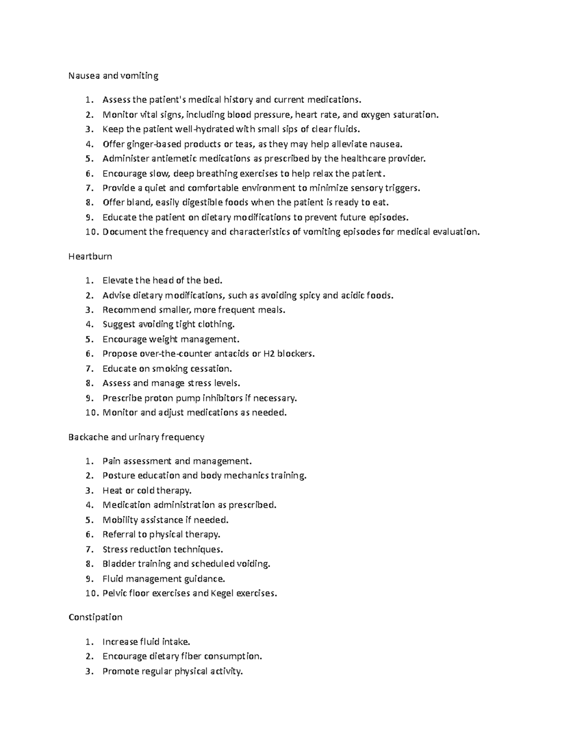Nausea and vomiting - none - Nausea and vomiting 1. Assess the patient ...