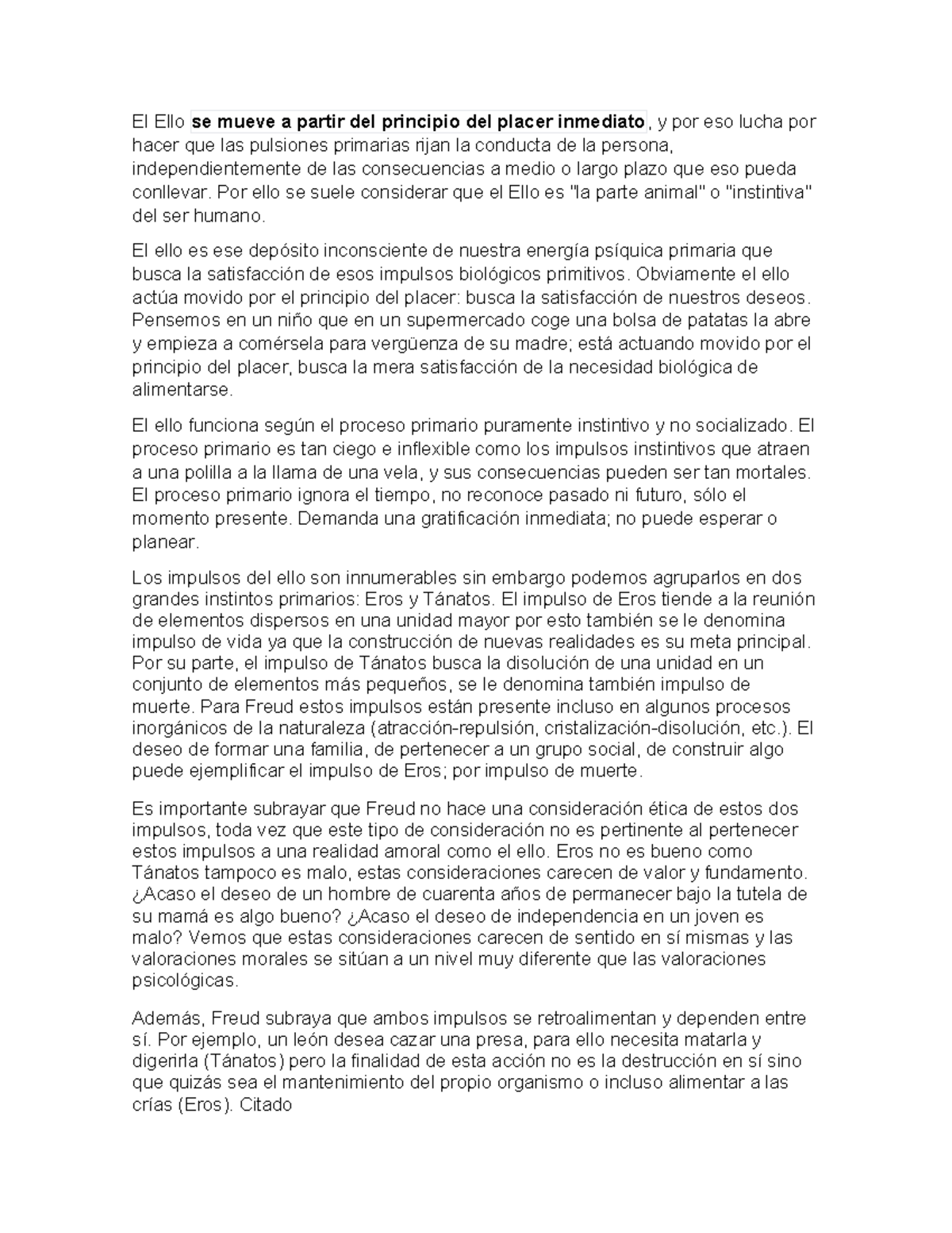 El Ello - tema del ello, resumido - El Ello se mueve a partir del ...