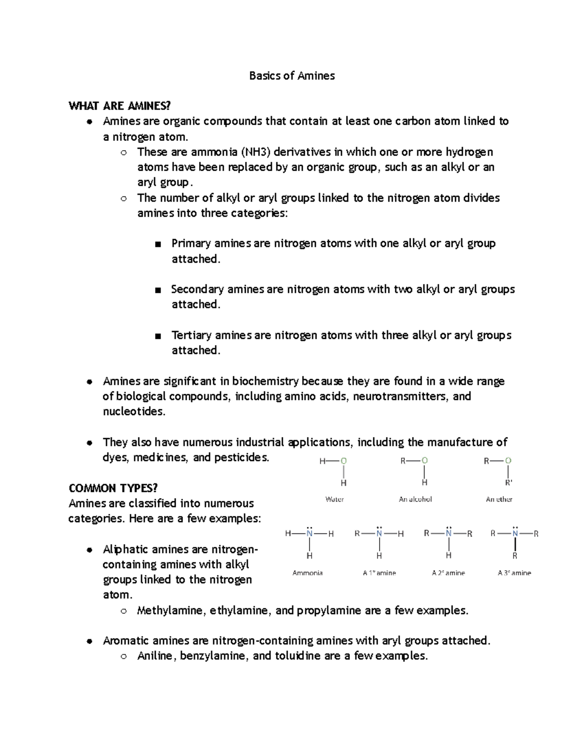 Basics of Amines - Organic Chemistry - Basics of Amines WHAT ARE AMINES ...