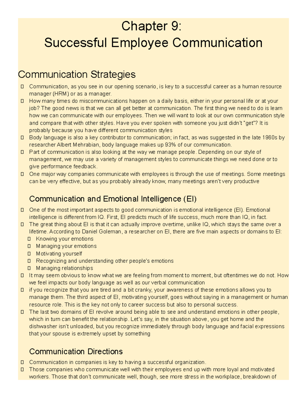 Ch 9 Successful Employee Communication - Chapter 9: Successful Employee ...