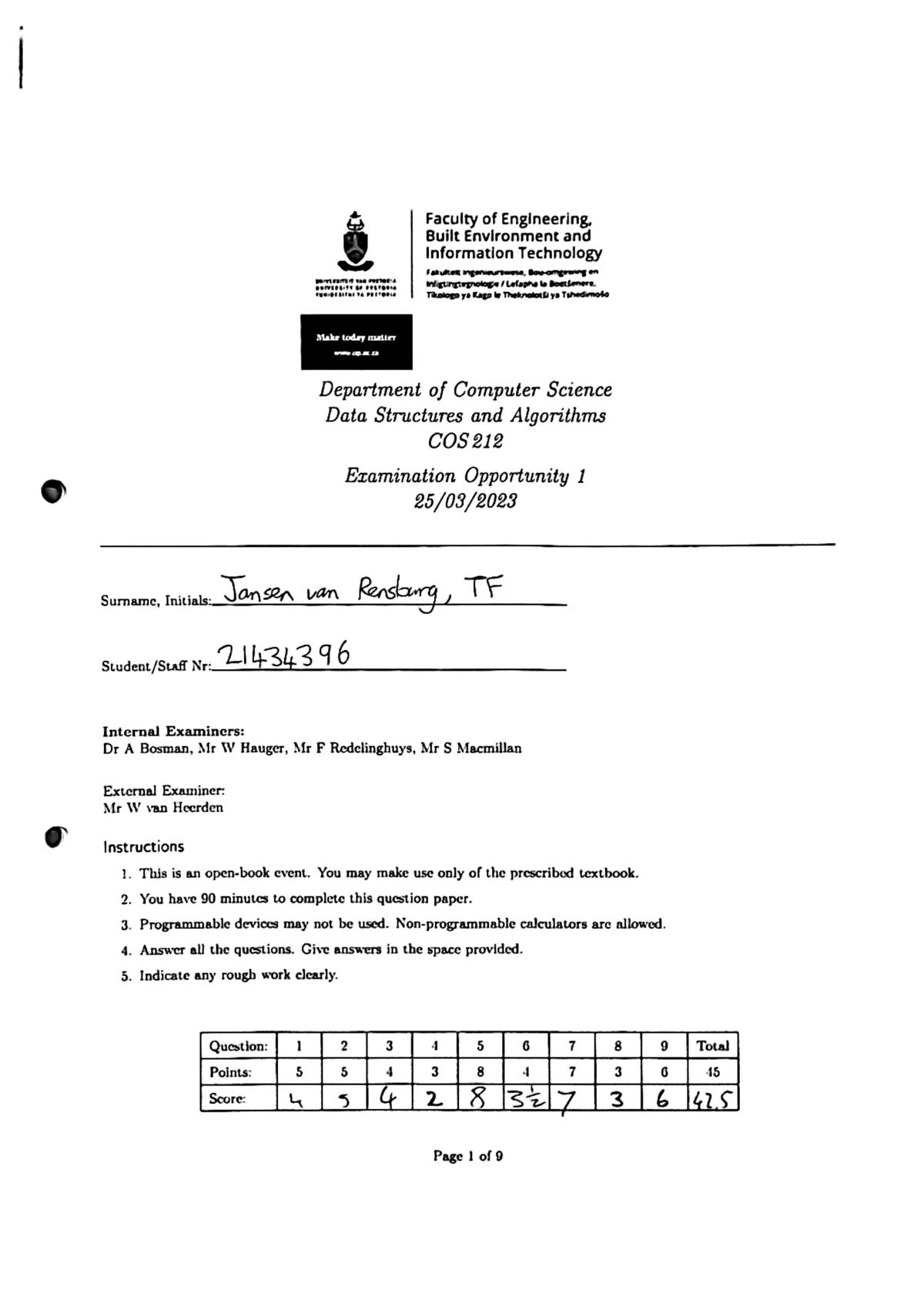 EO1 2023 Past Paper - COS212 - Studocu