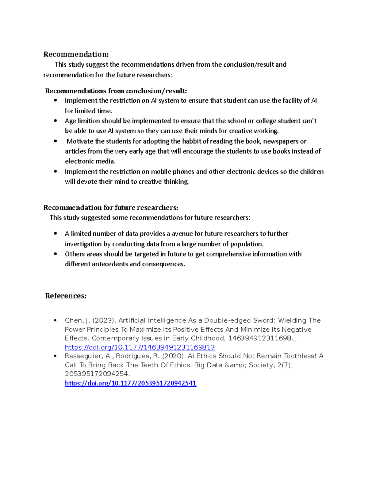 Recommendation - Helping Material - Recommendation: This study suggest ...