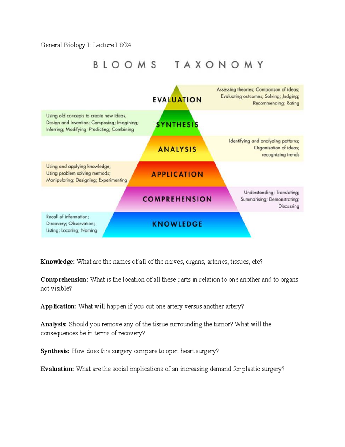 Lecture 8 24 - General Biology I - General Biology I: Lecture I 8 ...