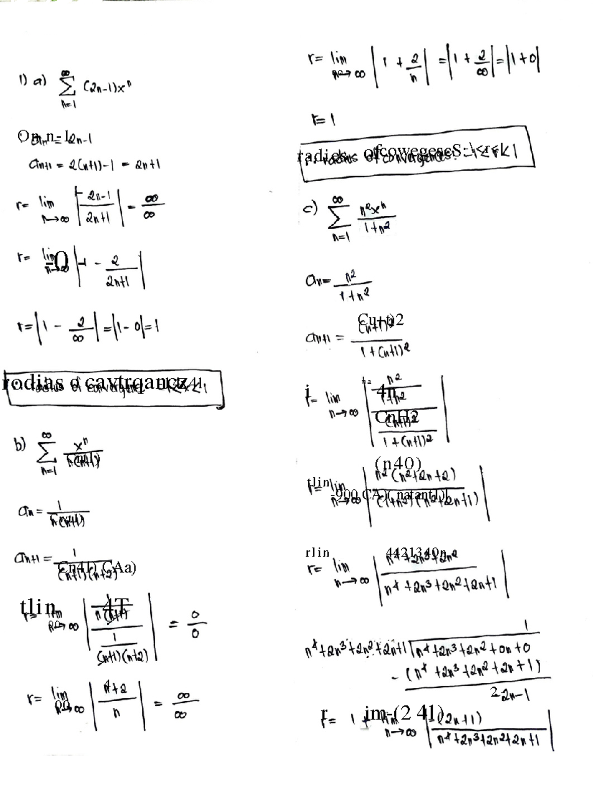 The radius of convergence, series expansions. - Cn41) CAa) Cu+t) 0 0 c ...