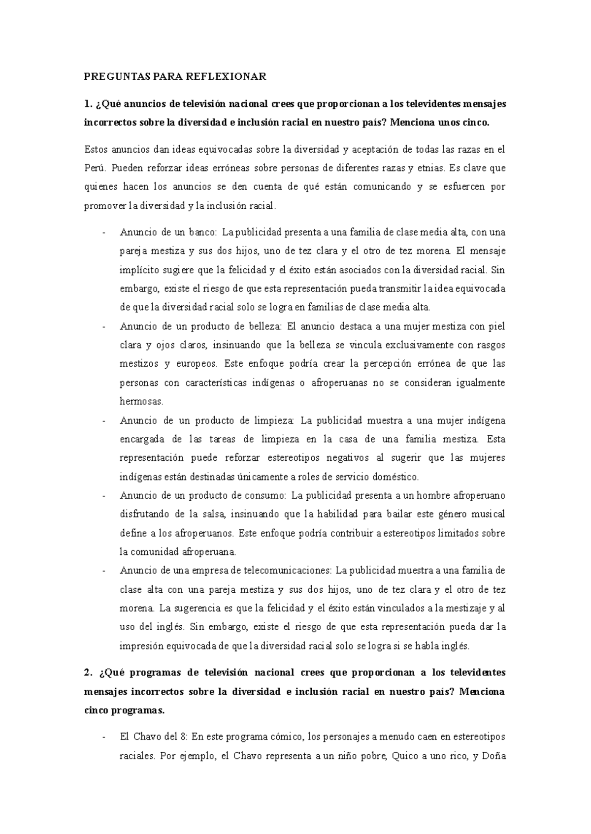 Relatividad Cultural - PREGUNTAS PARA REFLEXIONAR ¿Qué anuncios de ...