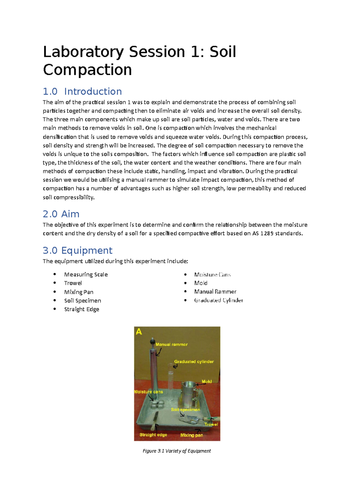 Laboratory Report 1 - Laboratory Session 1: Soil Compaction 1 ...