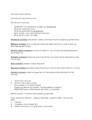 Contracts - Condition precedent: A future uncertain event that creates ...