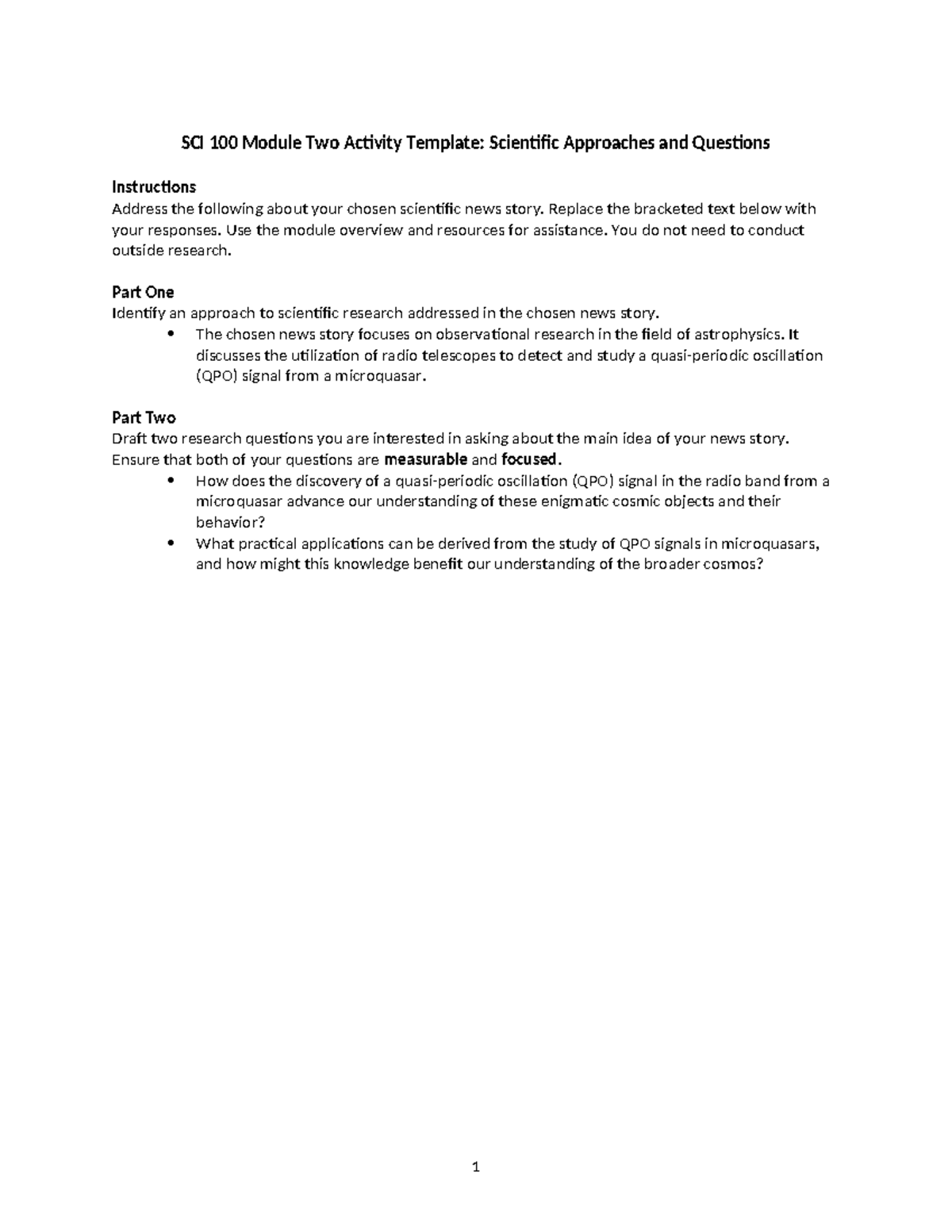 Sci 100 mod 2 copy - SCI 100 Module Two Activity Template: Scientific ...