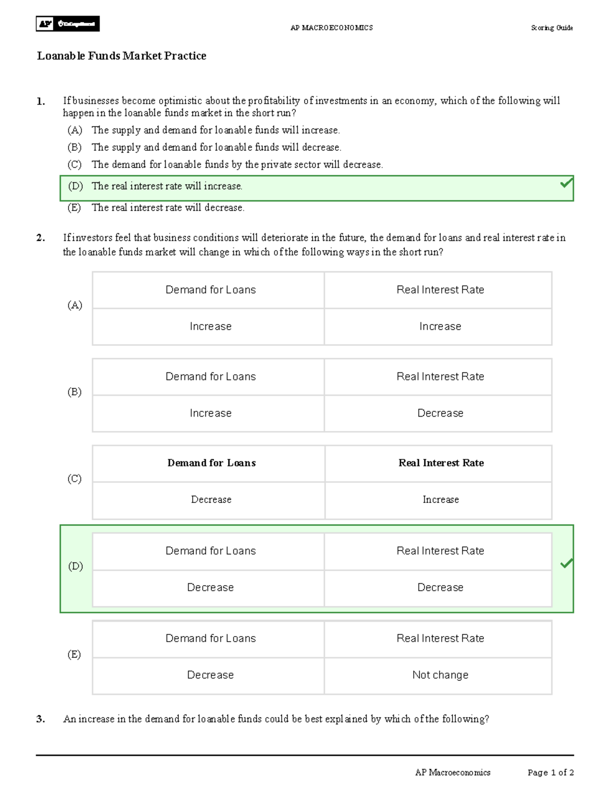 Unit 5 MCQ - Economics - If businesses become optimistic about the ...