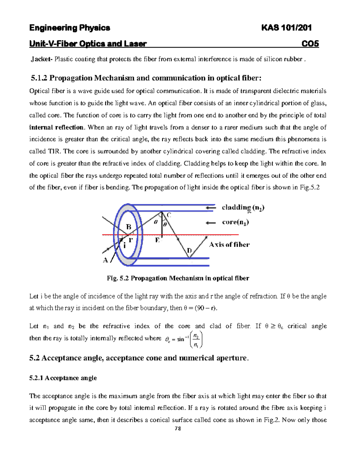 Engineering Physics (Notes)-17 - Unit-V-Fiber Optics and Laser CO 5 ...