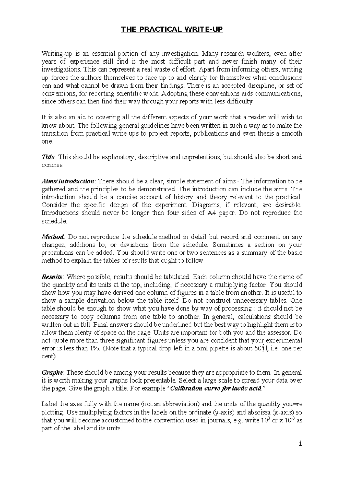 THE Practical Write up - prac reports - THE PRACTICAL WRITE-UP Writing-up is an essential ...