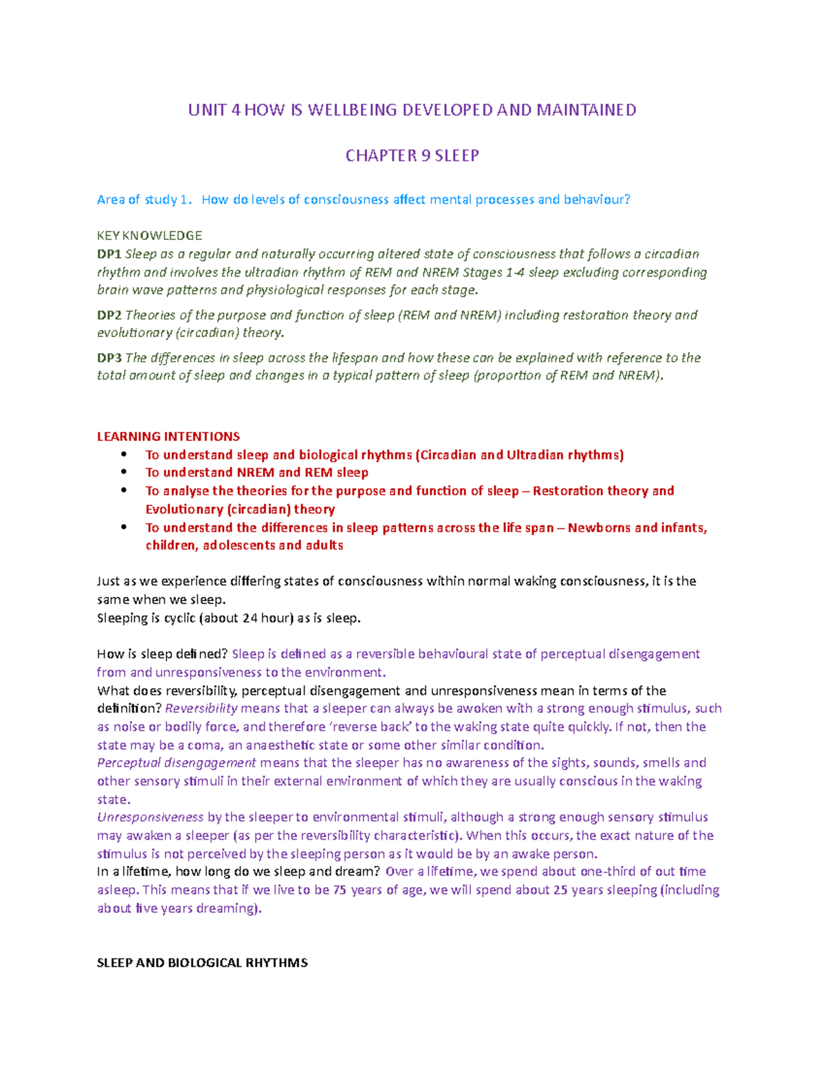 Chapter 9 Sleep - Jacaranda Psychology VCE Units 3 And 4 7E - UNIT 4 ...