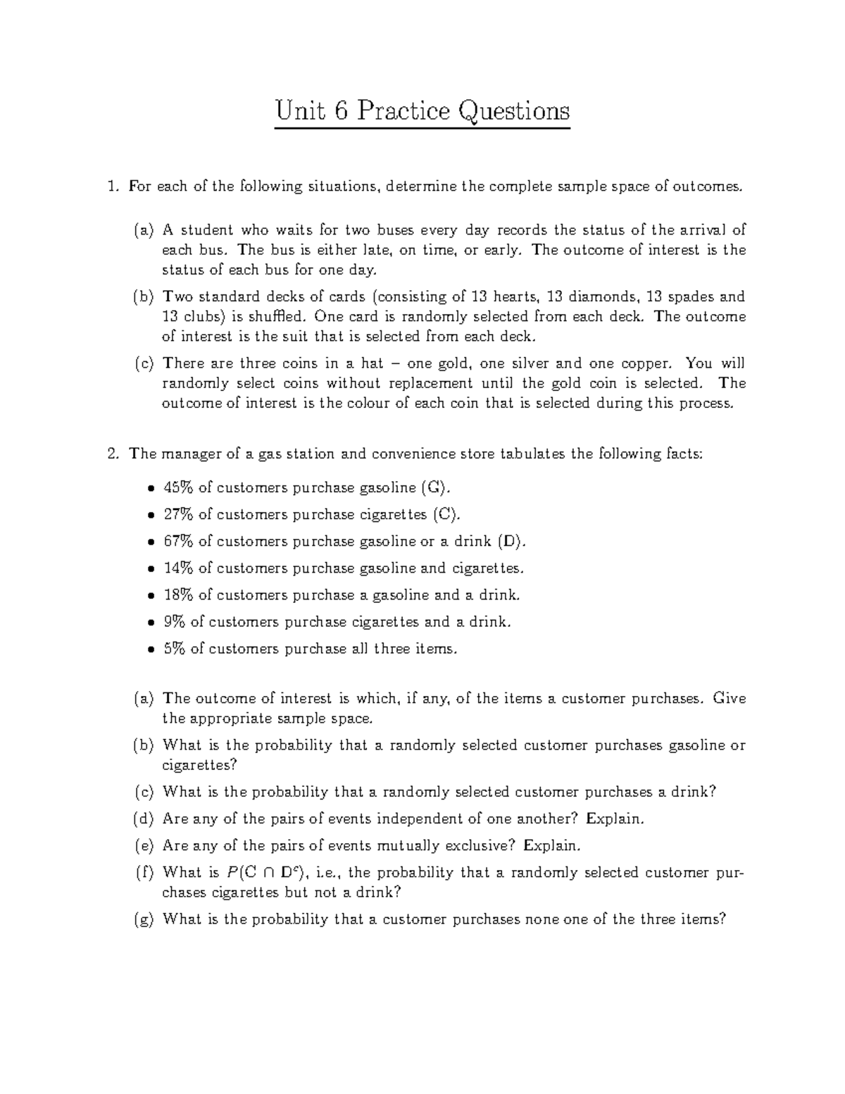 Unit 6 Assignment - Some practice questions from the labs. - Unit 6 ...