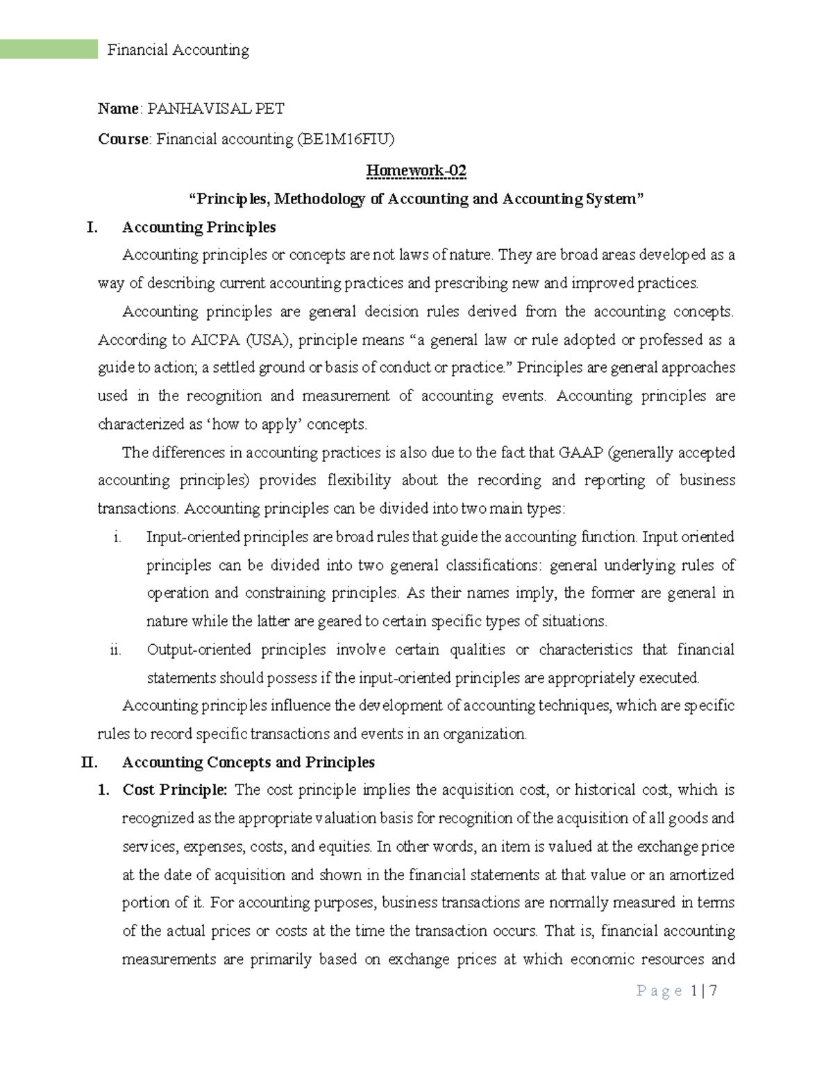 02-Financial Accounting Homework(Principles, Methodology of Accounting ...