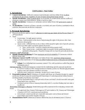 Civ Pro Midterm "Cheat" Sheet - Civ Pro Midterm SUBJECT MATTER ...
