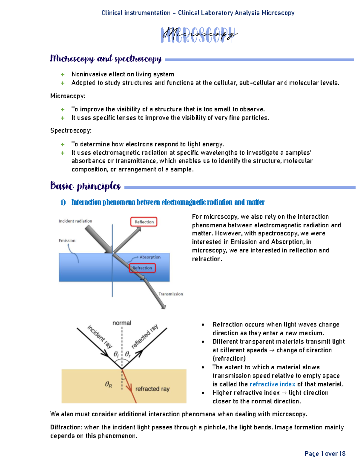 Lecture 3 - Clinical Laboratory Analysis - Microscopy - Microscopy and ...