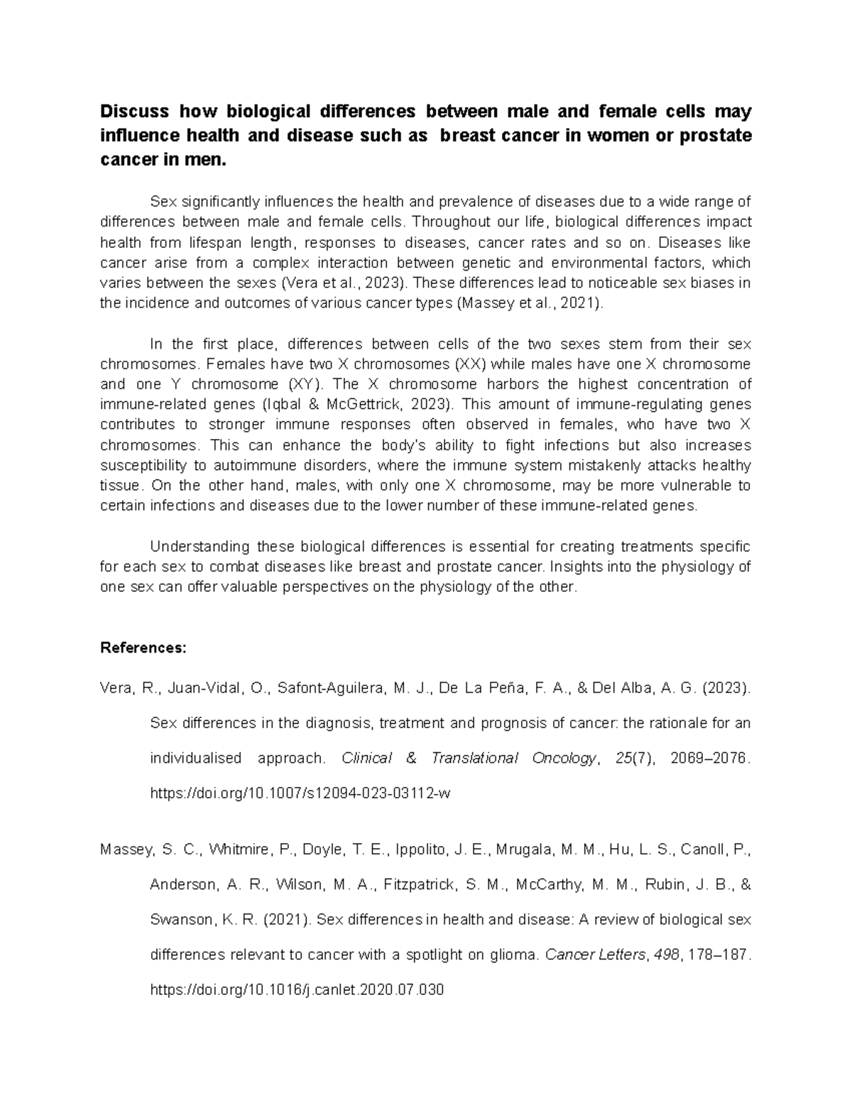 Biological differences in health - Discuss how biological differences ...