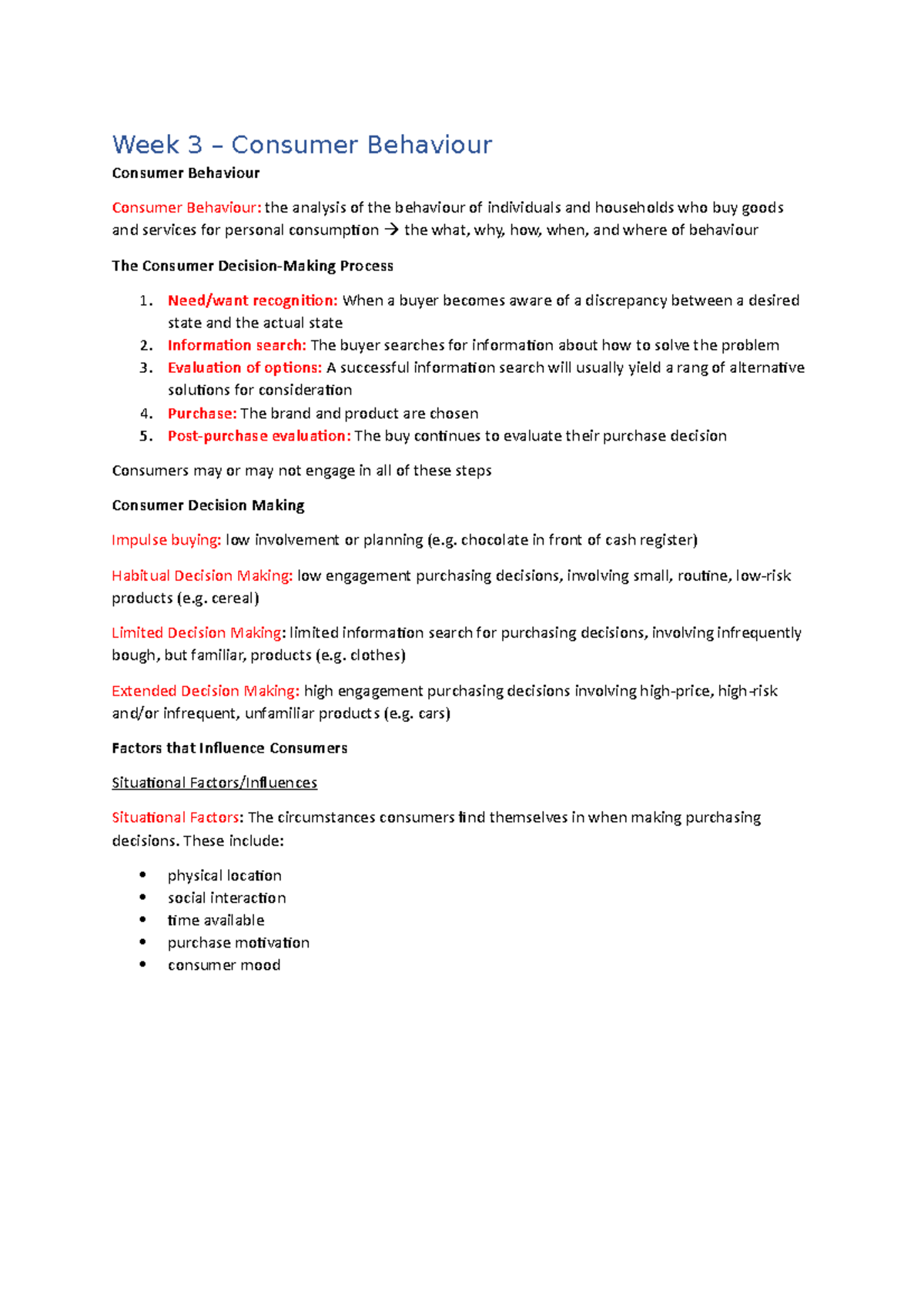 Marketing Week 3 A - week 3 - Week 3 – Consumer Behaviour Consumer ...