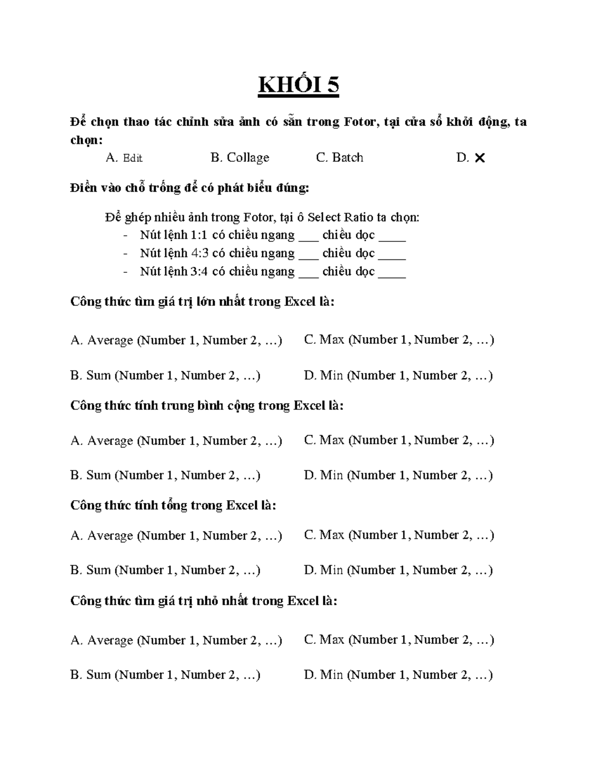 Khoi 5 1742019 15 - tin học - KHỐI 5 Để chọn thao tác chỉnh sửa ảnh có ...