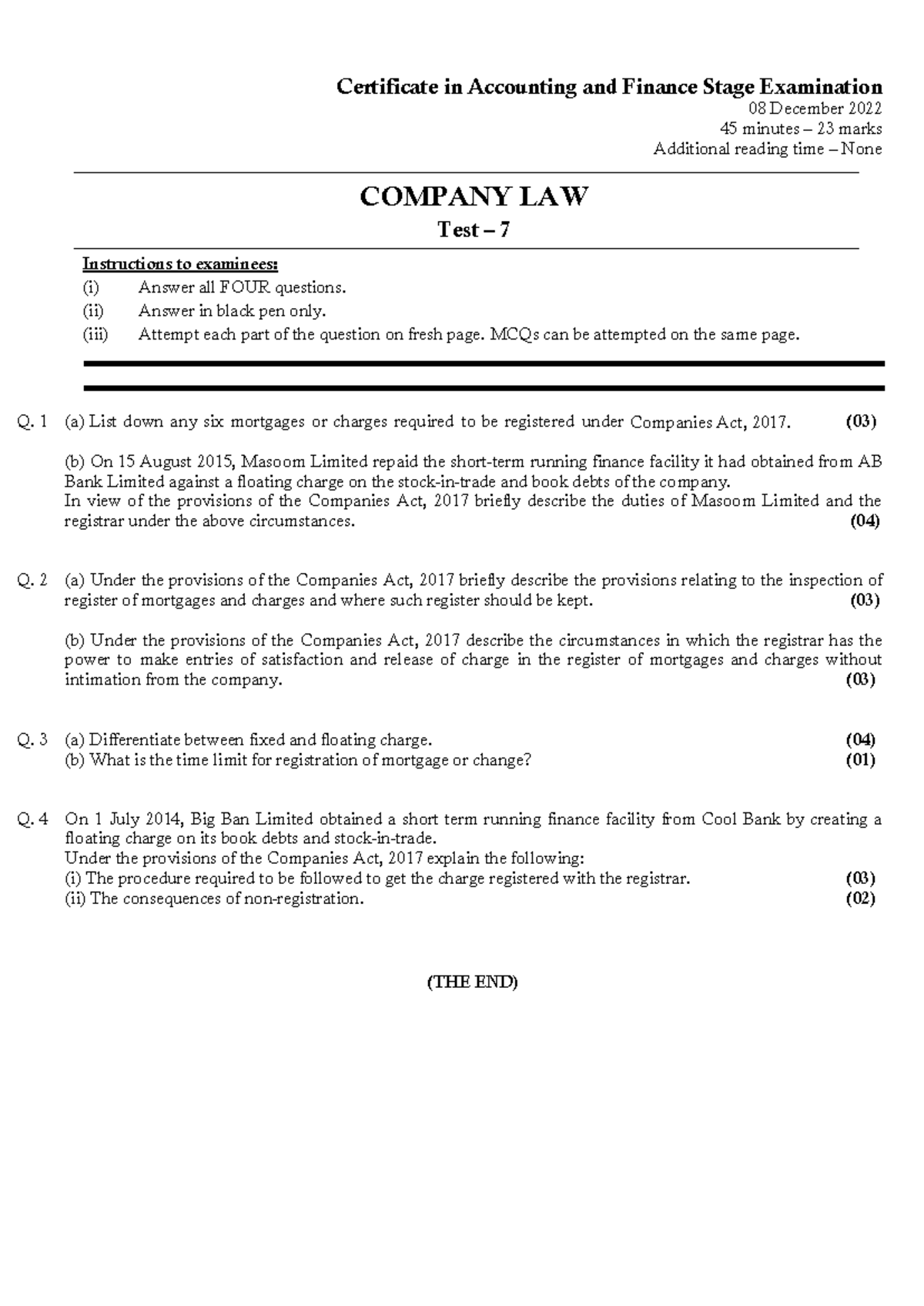 Test 7 - notes - Certificate in Accounting and Finance Stage ...