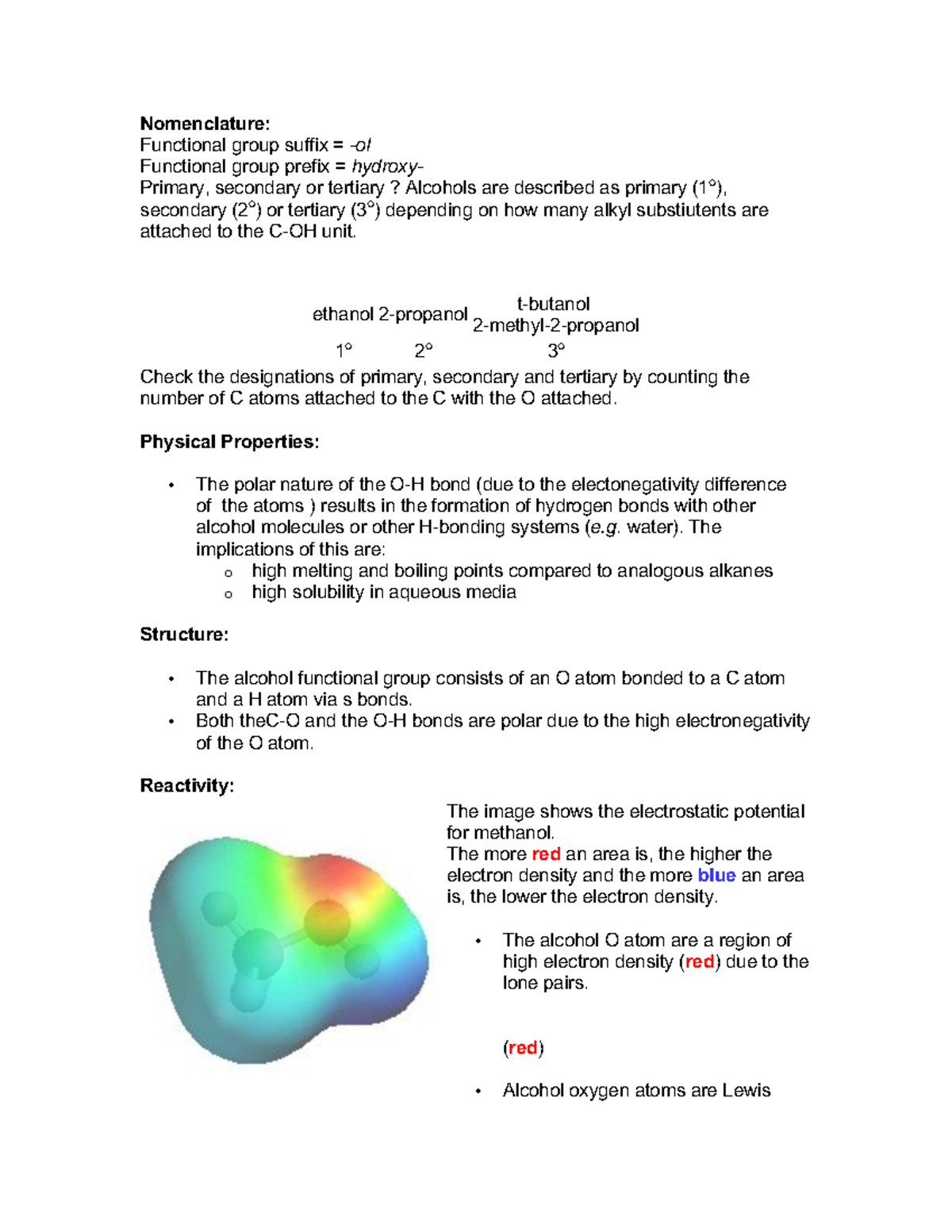 Unit 4 Alcohols and Alkyl Halides Lecture Notes - Nomenclature ...