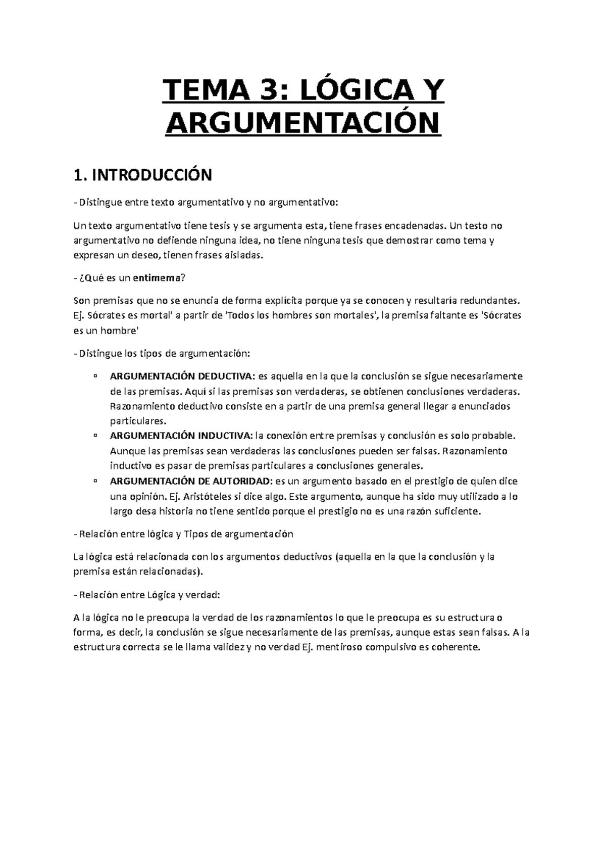 Tema 3, Lógica y argumentación - TEMA 3: LÓGICA Y ARGUMENTACIÓN 1 ...