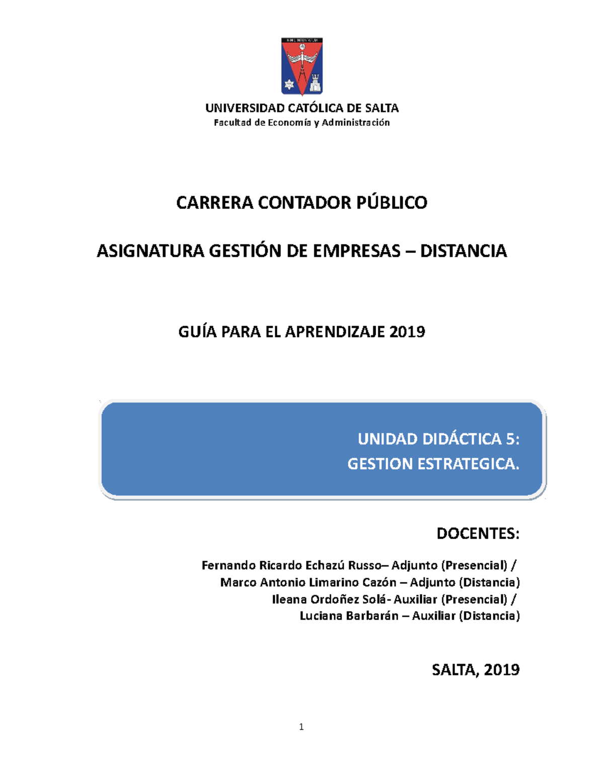 Unidad V. Gesti Ã³n Estrat Ã©gica - Facultad de Economía y Administración CARRERA CONTADOR ...