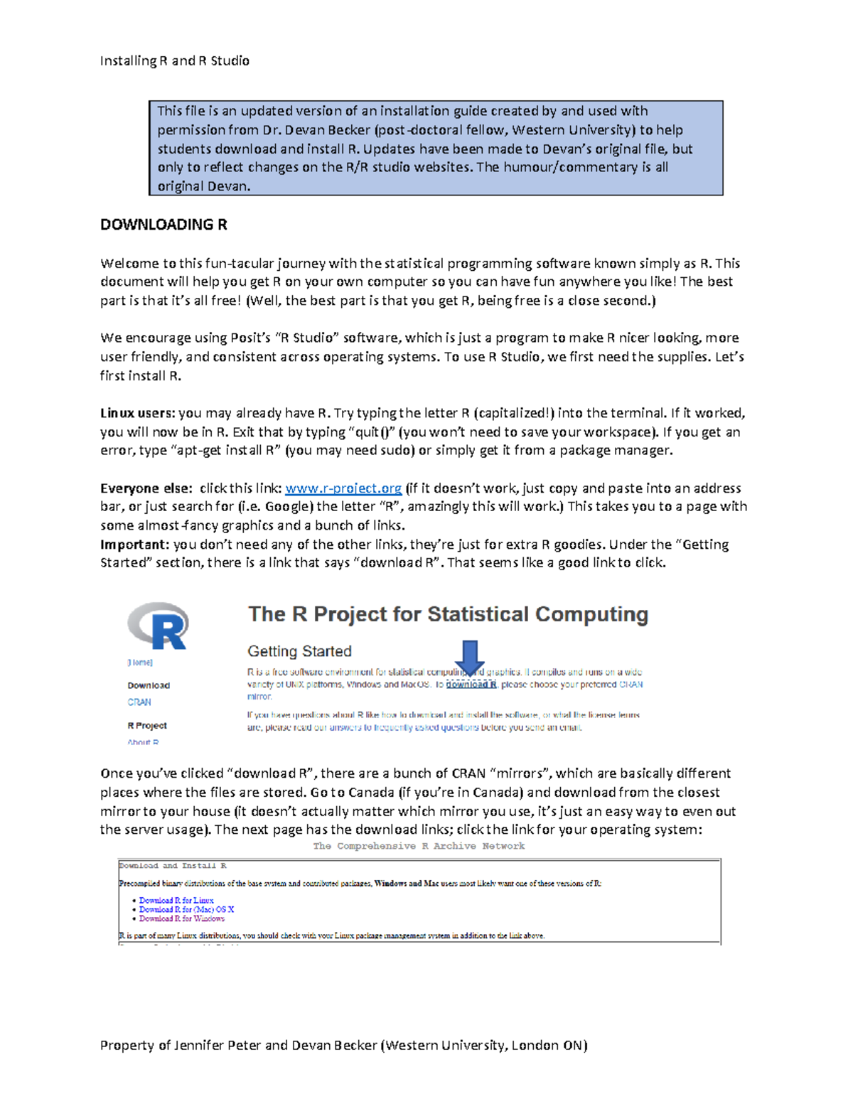 R and R Studio Install Guide - This file is an updated version of an installation guide created ...