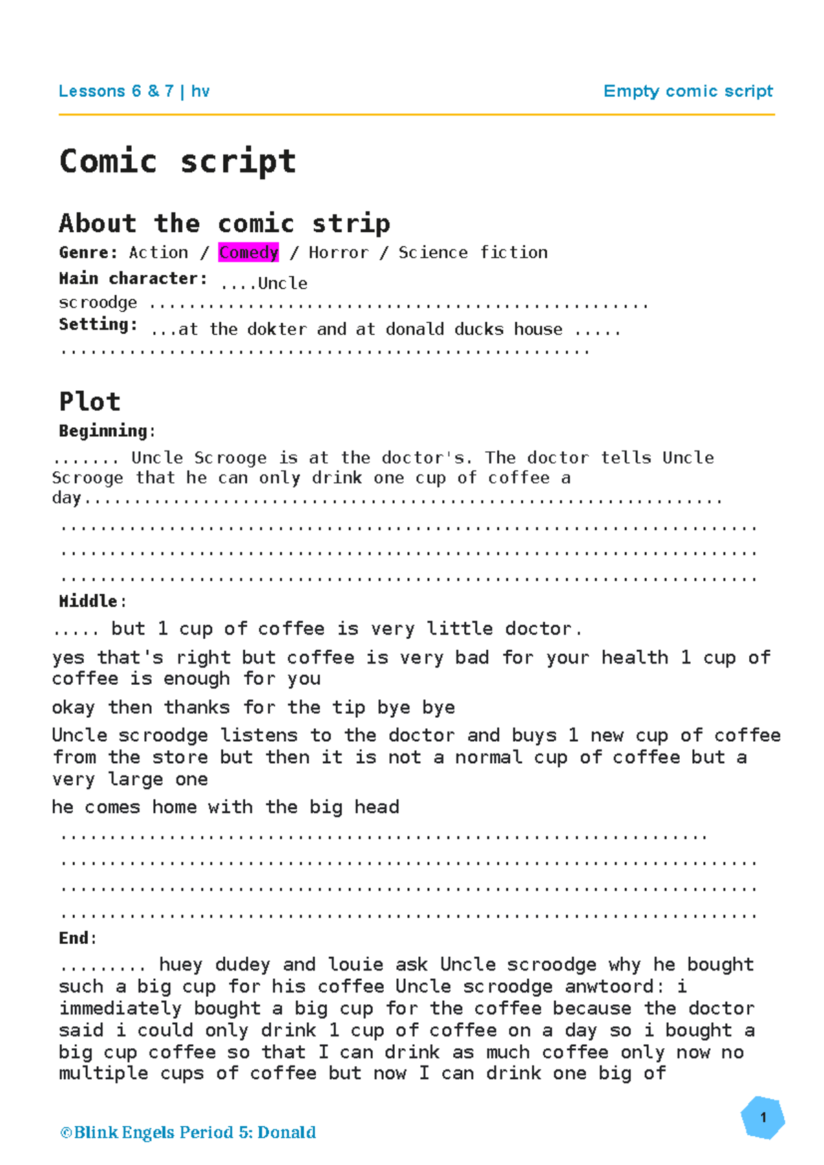 Empty Comic Script Word16203858795846006239 - 1 1 ©Blink Engels Period ...