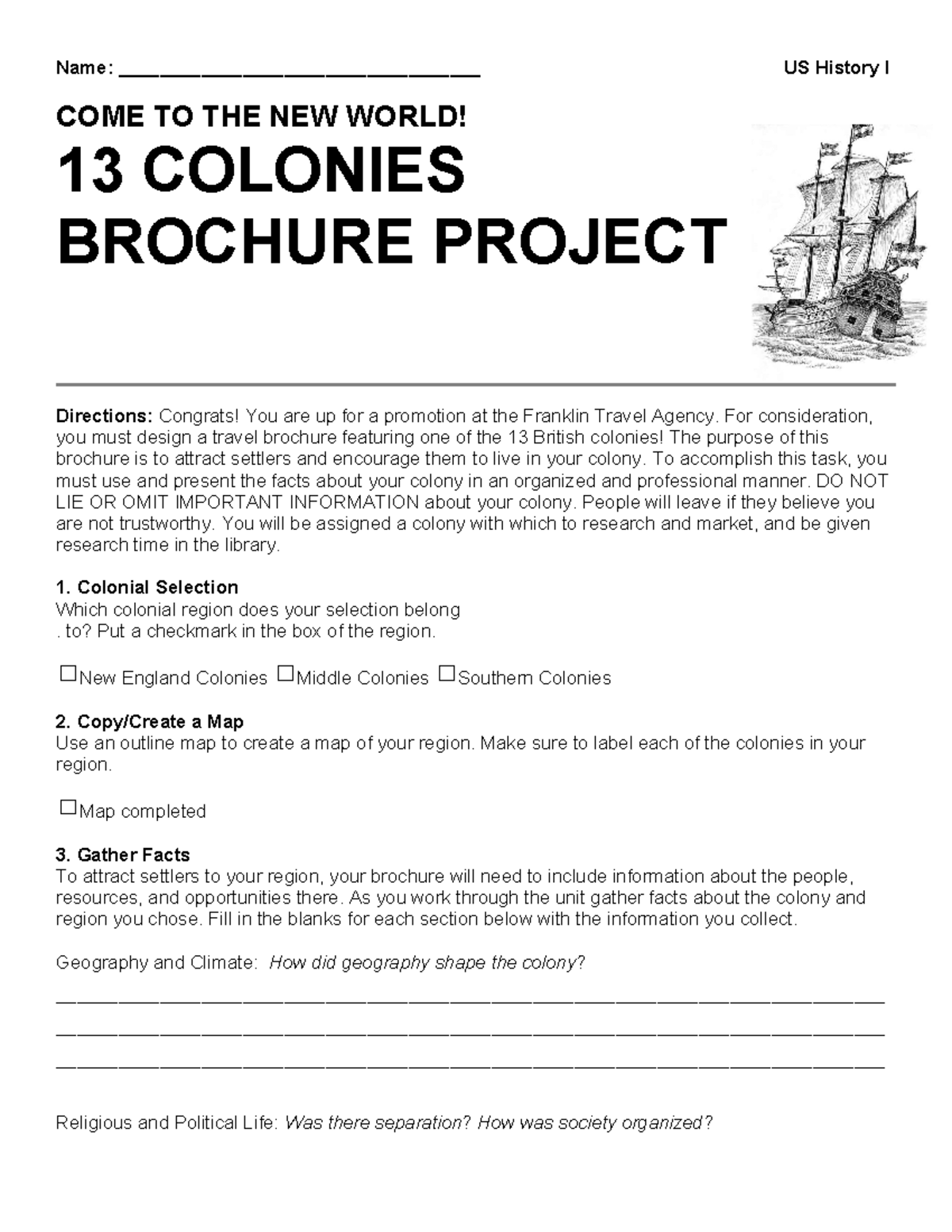 Colonial Brochure project - Name ...