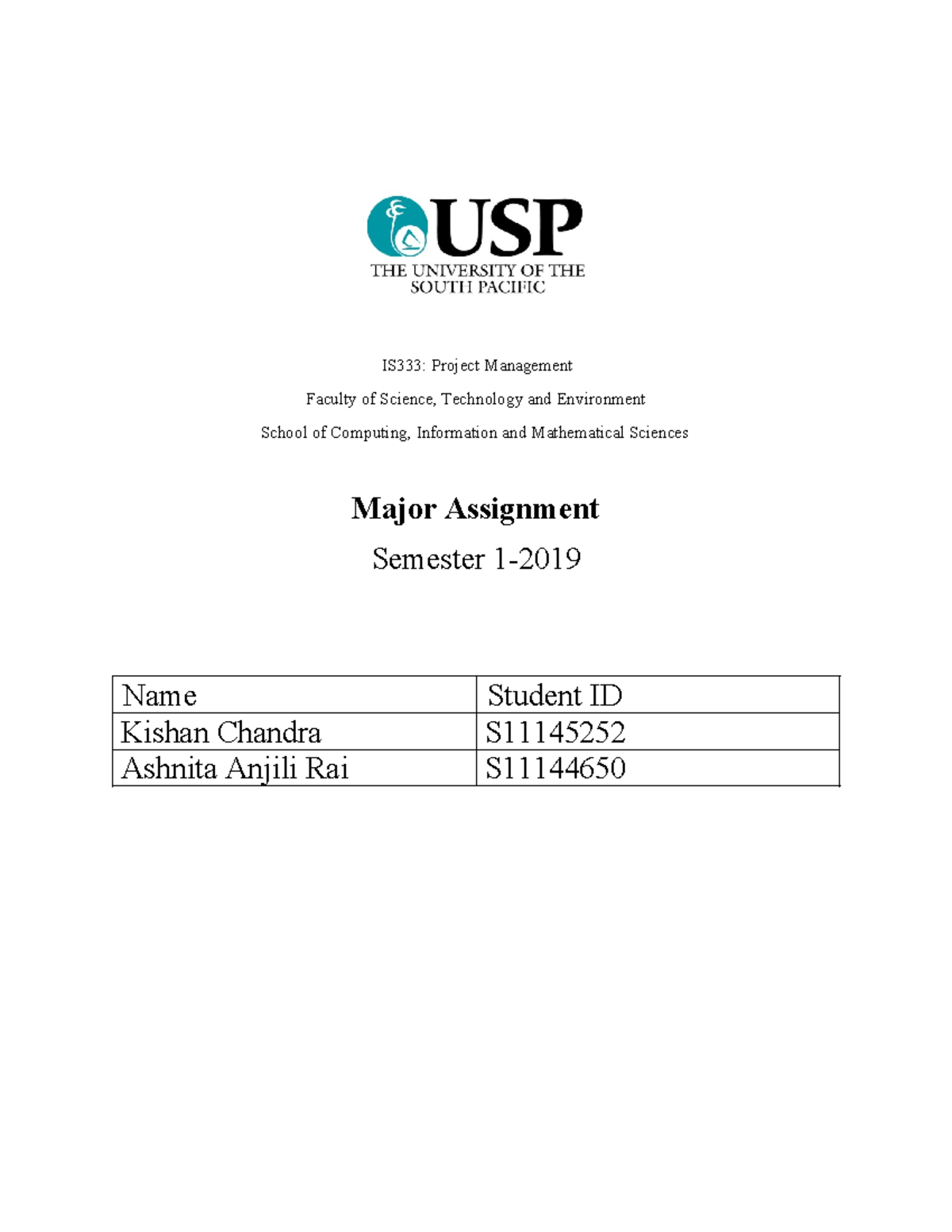 Chandra IS333 major assigment - “IS333: Project Management Faculty of ...