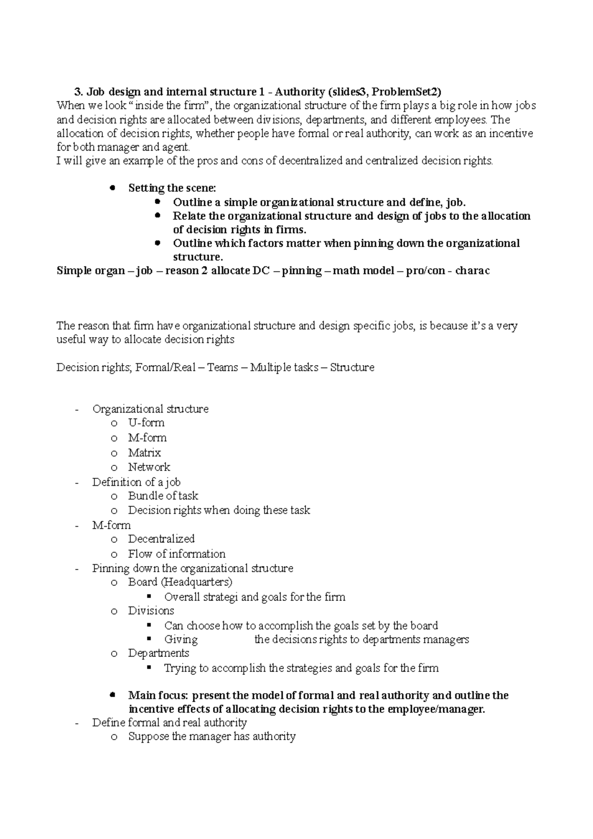 3. Authority - Job design internal structure - 3. Job design and ...