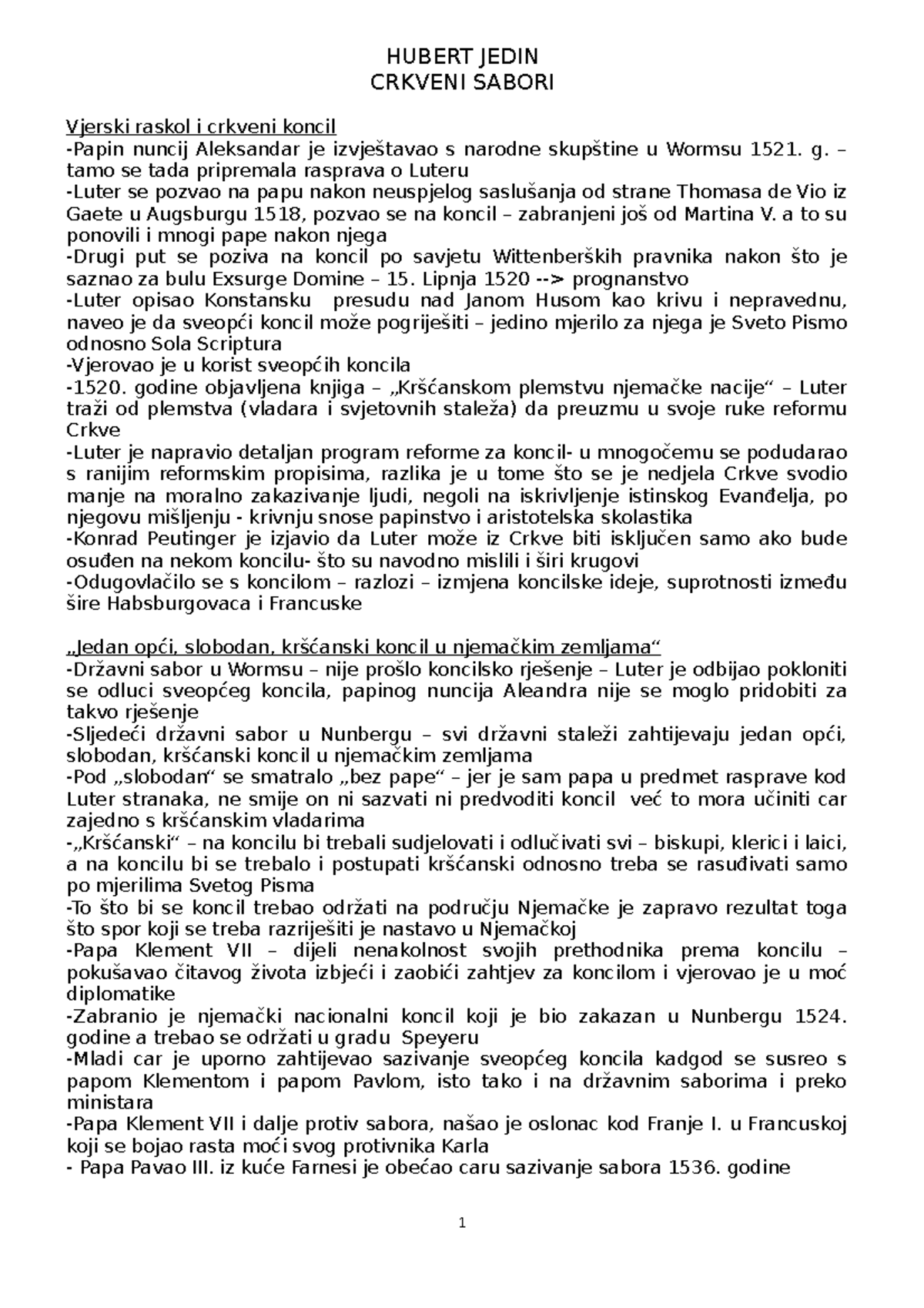 četvrti crkveni sabor - HUBERT JEDIN CRKVENI SABORI Vjerski raskol i ...