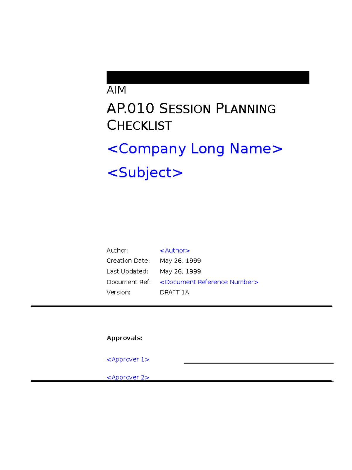 AP010 Session Planning Checklist - AIM AP SESSION PLANNING CHECKLIST ...
