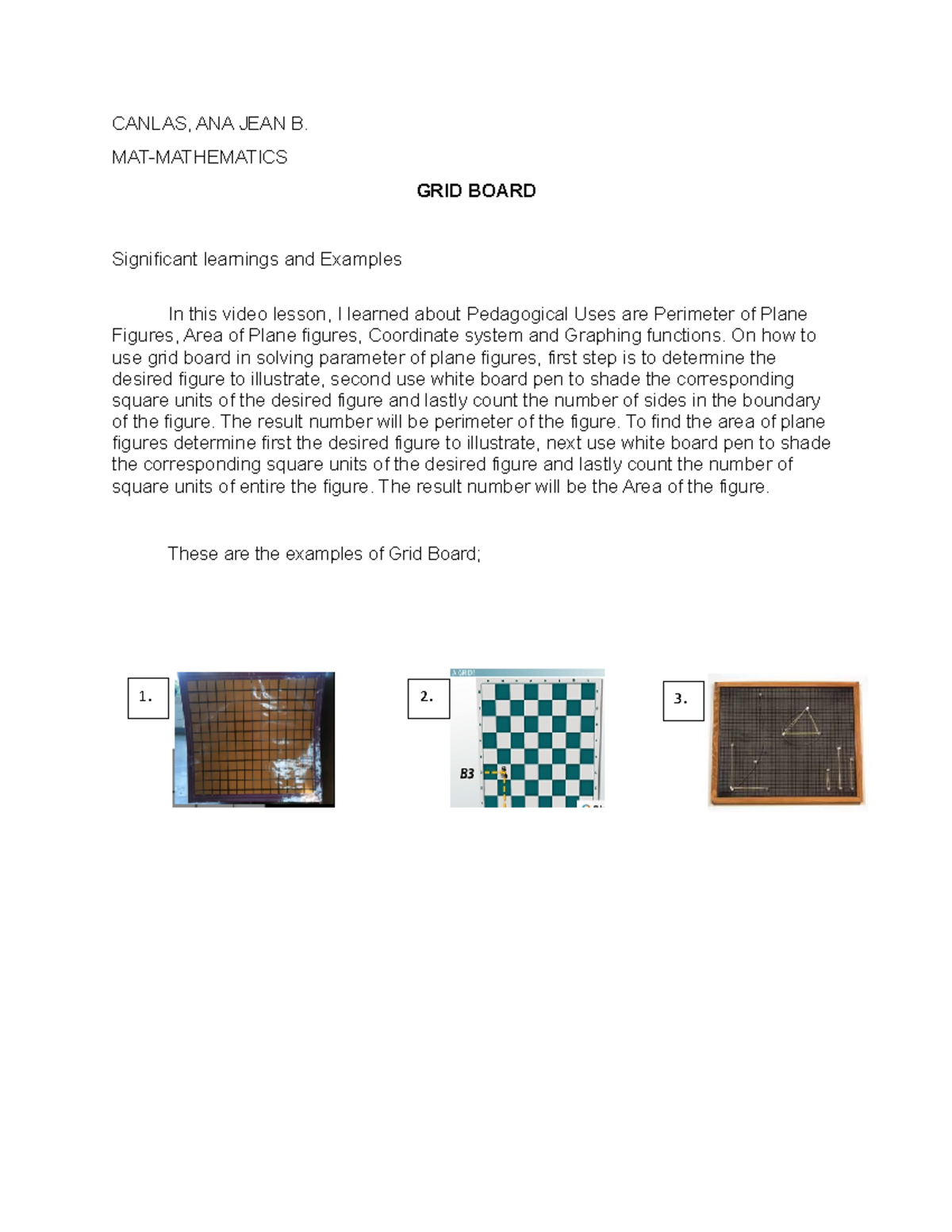 Grid Board - For more information and reference - CANLAS, ANA JEAN B ...