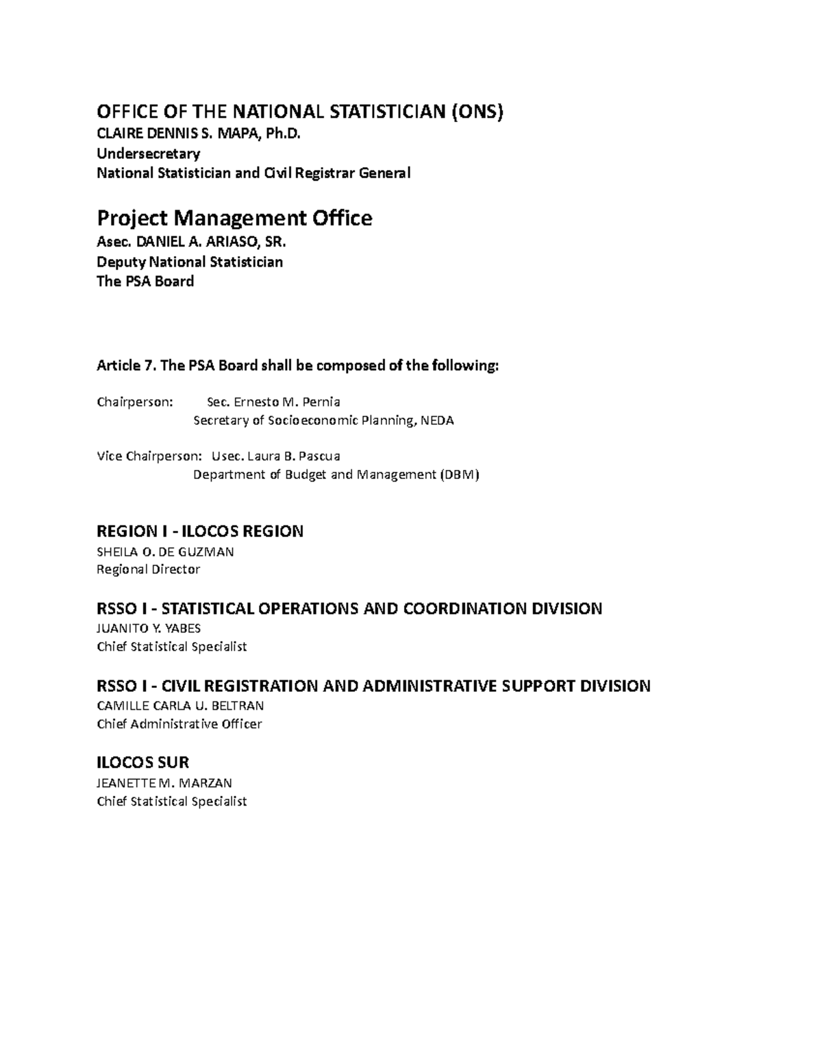 Office OF THE National Statistician - OFFICE OF THE NATIONAL ...