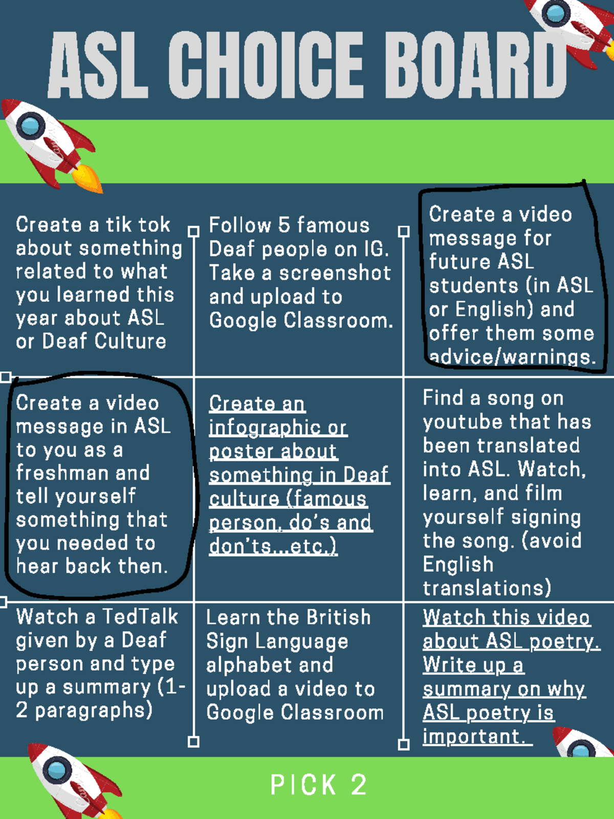 End of the year - ASL Choice Board 1 1 - EDU 625 - ASL CHOICE BOARD 00 ...