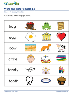 Grade 1 match words pictures 1 - Secondary Education - Circle the ...