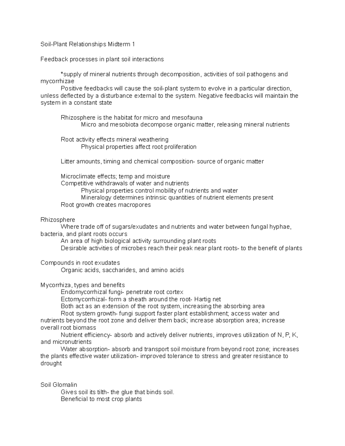 Soil-Plant module 1 - Notes from a large amount of powerpoints and ...