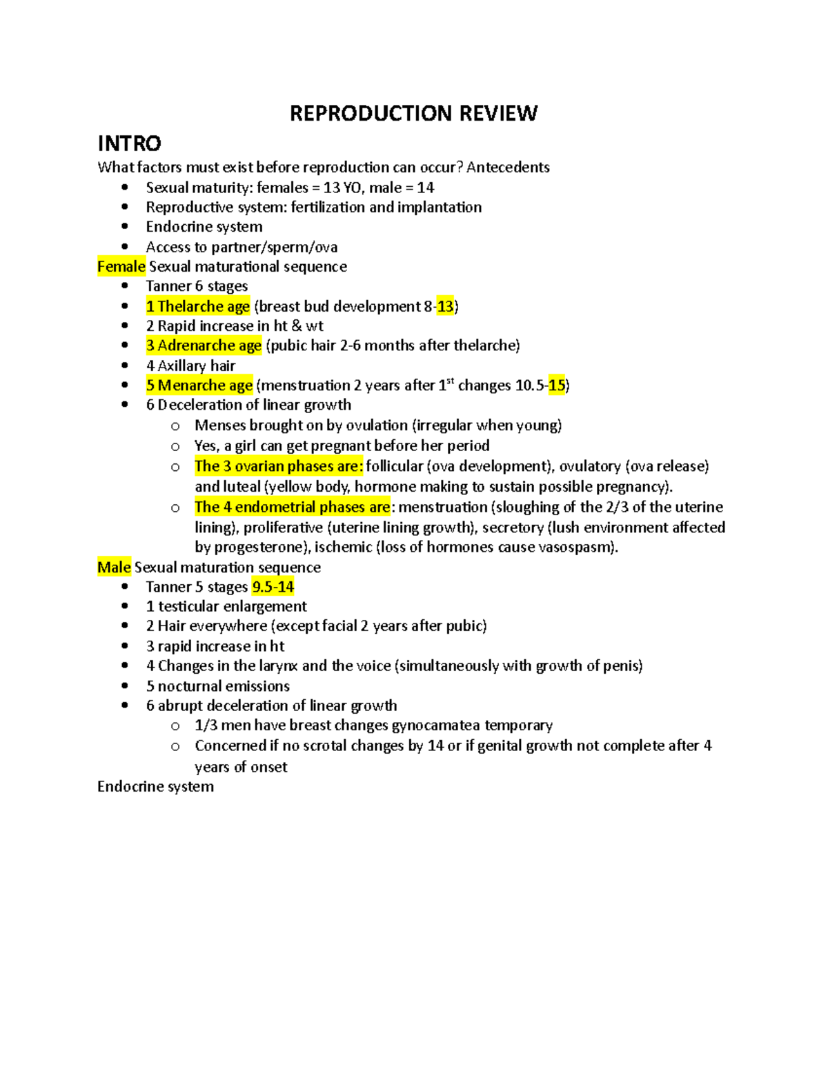 Reproduction Review - nursing - REPRODUCTION REVIEW INTRO What factors ...