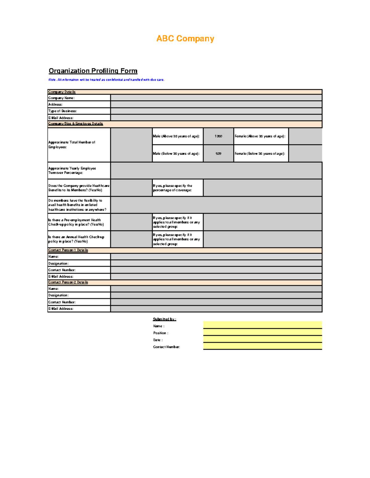 Organization Profiling Form - Organization Profiling Form Company Name ...